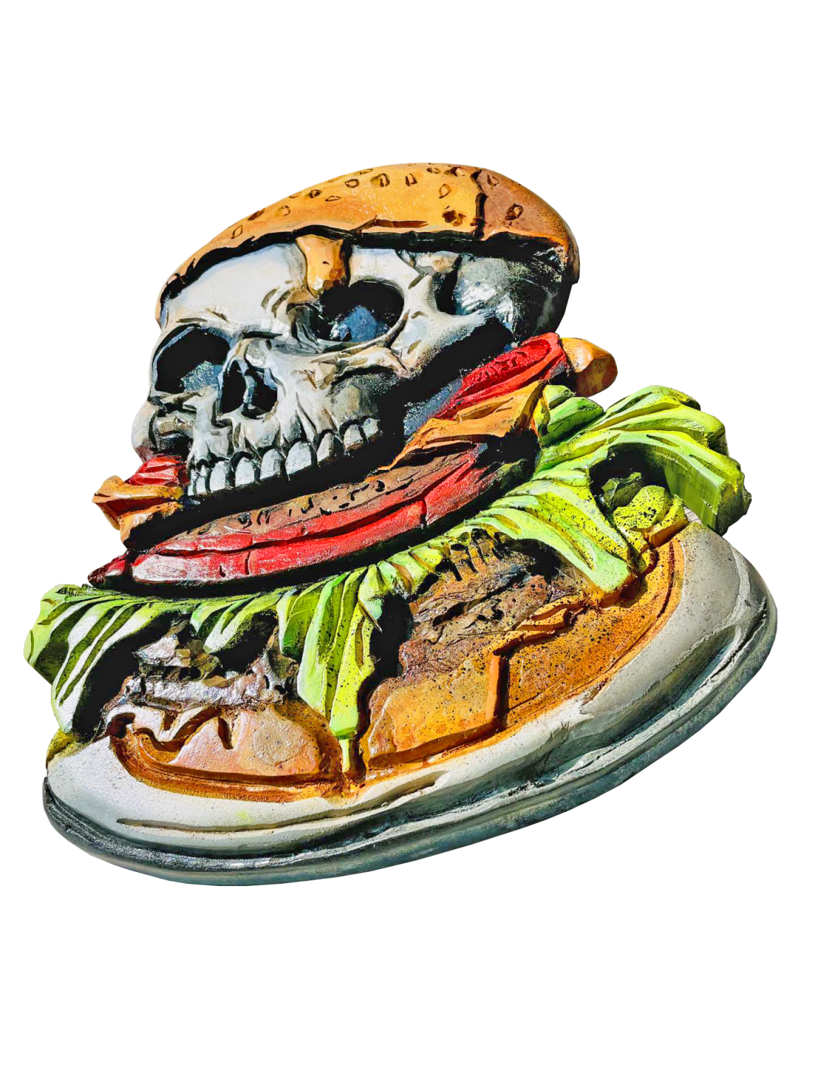 Mc Dead Burger : Gravure et peinture sur bois