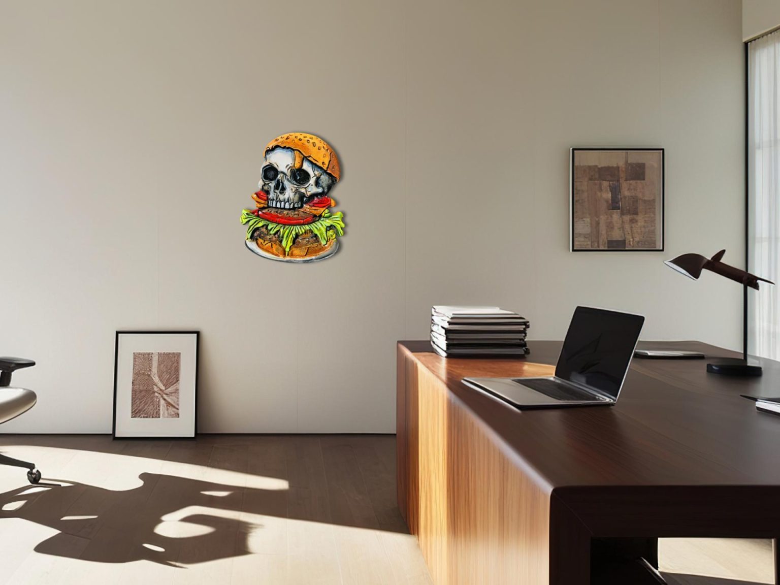 Mc Dead Burger : Gravure et peinture sur bois